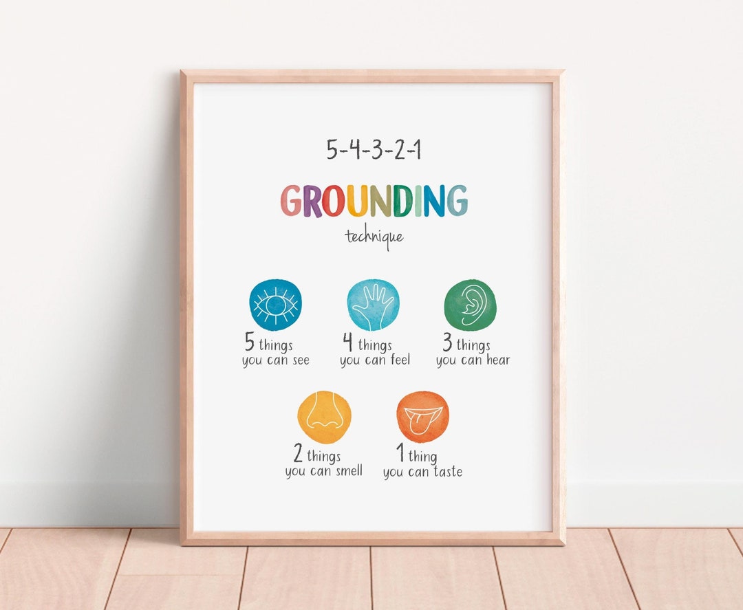5-4-3-2-1 Grounding Technique Poster: Calming Corner Decor (digital ...