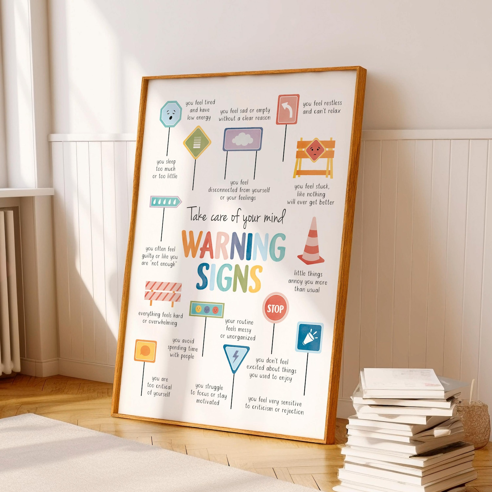 Warning Signs, Mental Health Poster, Therapy Office Decor, School ...