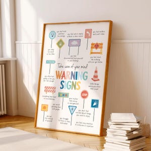 Warning Signs, Mental Health Poster, Therapy Office Decor, School ...