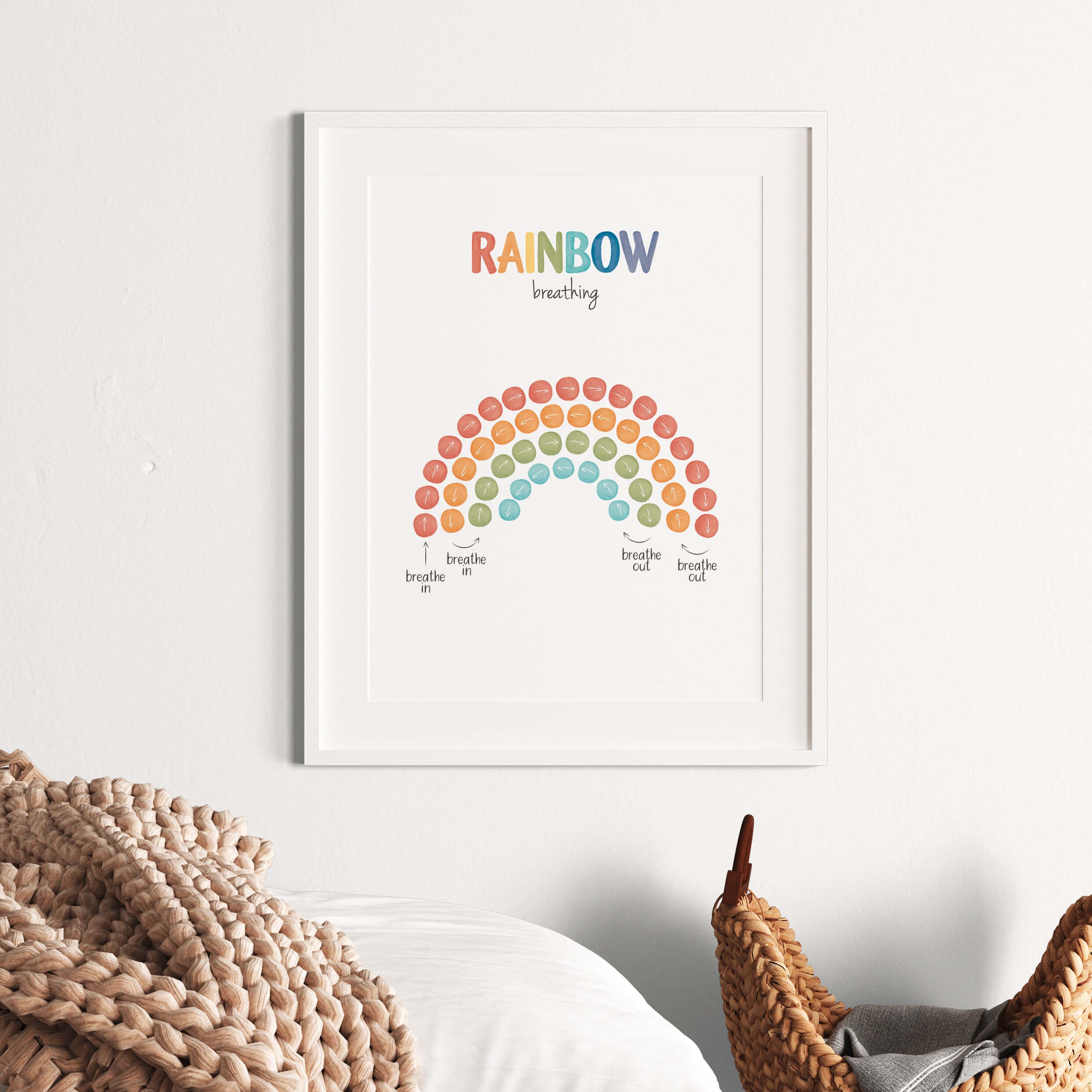 Rainbow Breathing Poster, Mindfulness Breathing, Counseling Office ...