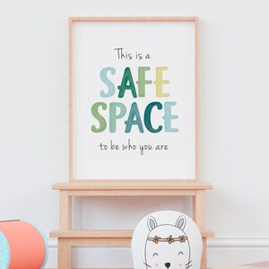 This is A Safe Space Sign, Mental Health, Therapy Office Decor, School ...
