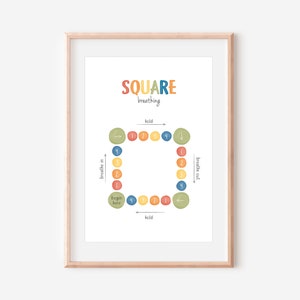 Square Breathing Poster, Grounding Technique, Calming Corner ...