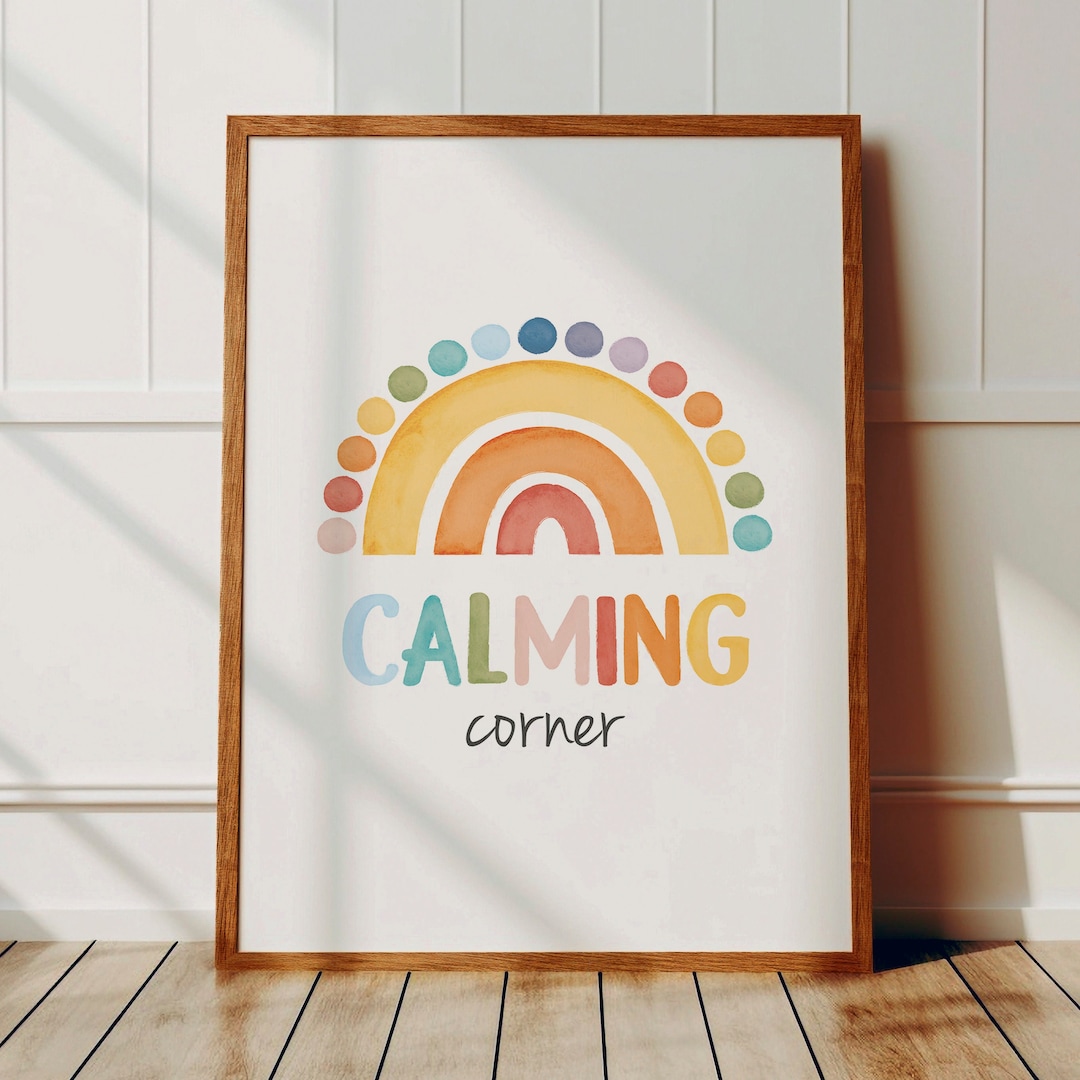 Rainbow Calming Corner Sign, Therapy Office Decor, Classroom Poster ...