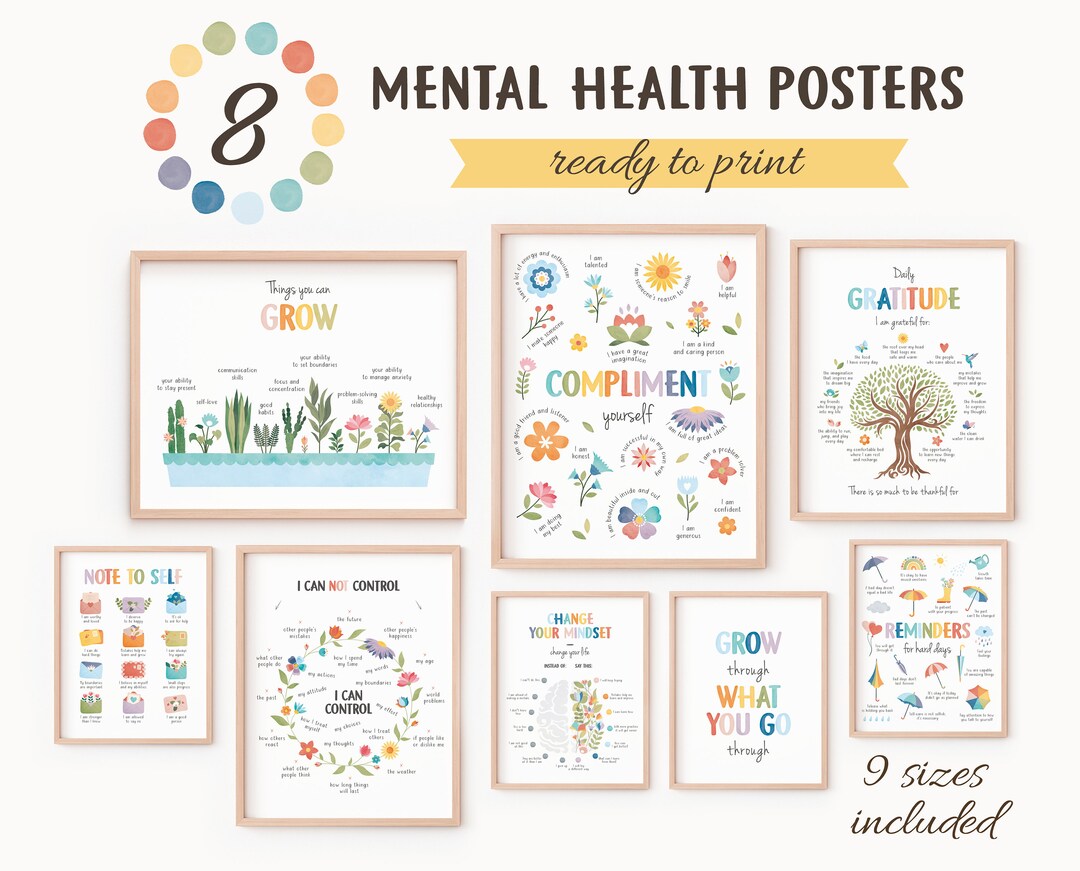Mental Health Bundle, Therapy Office Decor, School Counselor, Daily ...