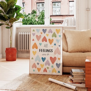 All Feelings Are Ok Poster, Feelings Chart, Mental Health, School ...