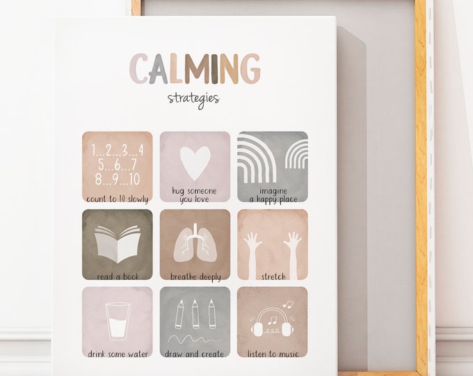 Calming Corner Strategies Poster Chart Therapy Office Decor Print ADHD ...