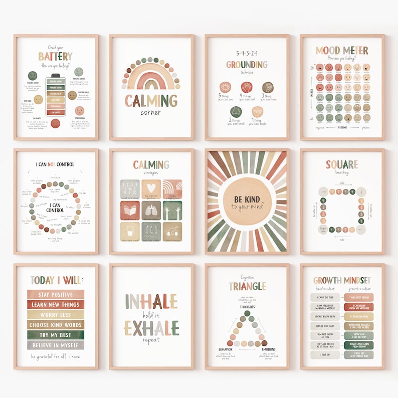 12 Calming Corner Posters, School Counseling, Counselor Office Decor ...