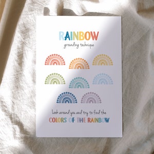 Rainbow Grounding Technique Poster, Coping Skills Poster, Social Worker ...