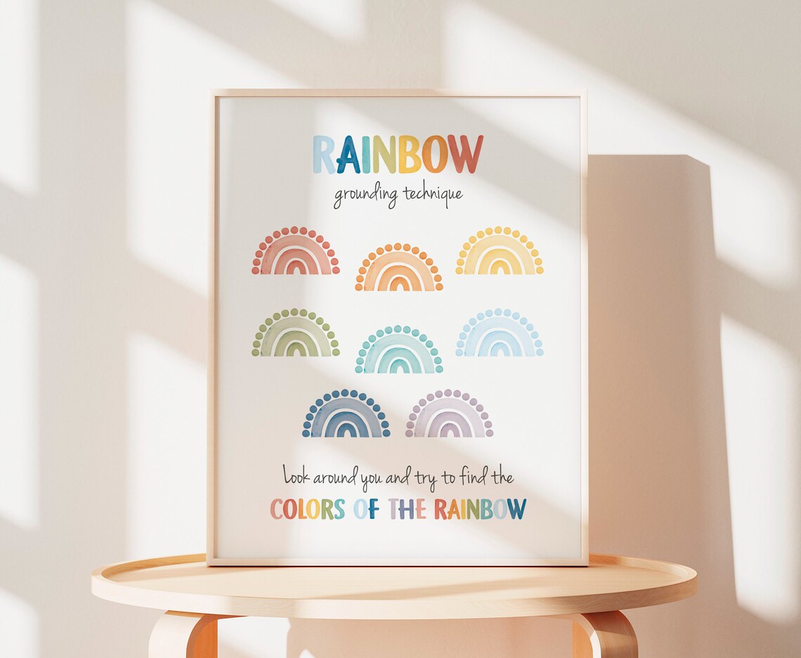 Rainbow Grounding Technique Poster, Coping Skills Poster, Social Worker ...