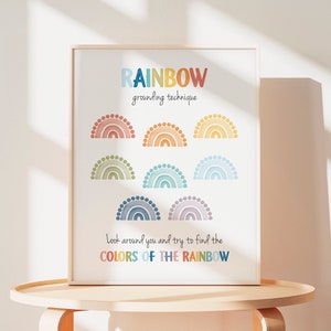 Rainbow Grounding Technique Poster, Coping Skills Poster, Social Worker ...