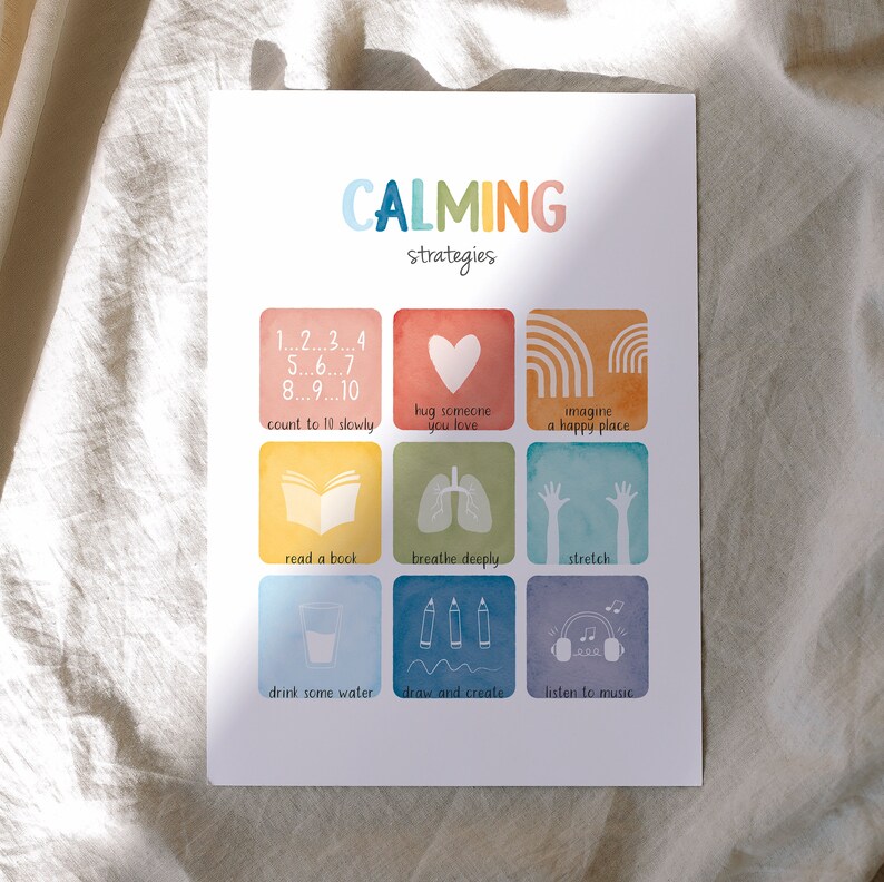 Therapy Poster, Calming Strategies Print, Therapy Office Decor, Calming ...