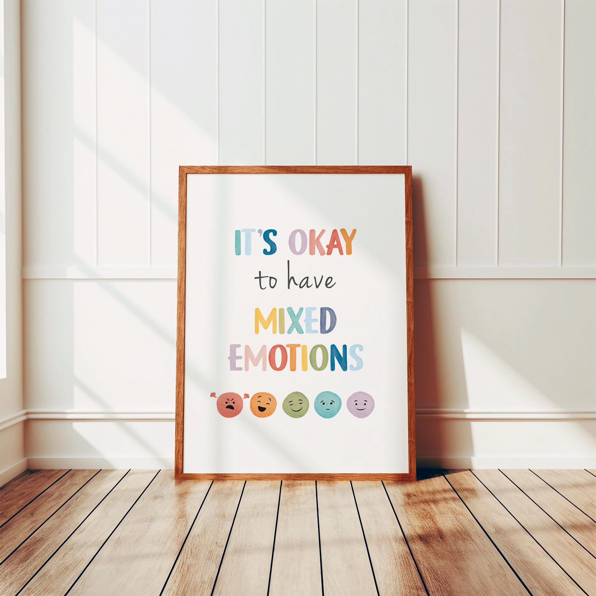 Mixed Emotions Poster: Therapy Office Decor, Growth Mindset (digital ...