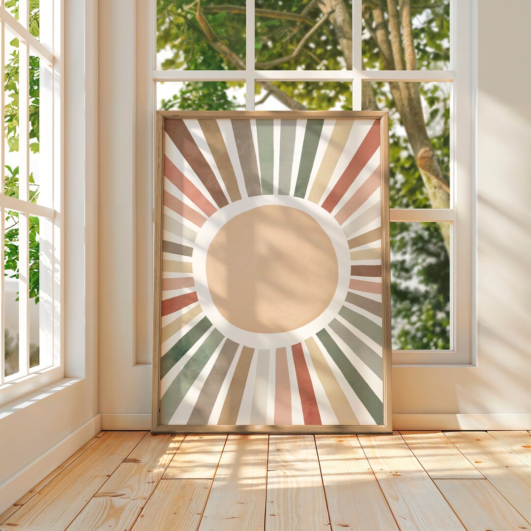 Boho Sun Poster, Playroom Decor, Watercolour Nursery Prints, Nursery ...