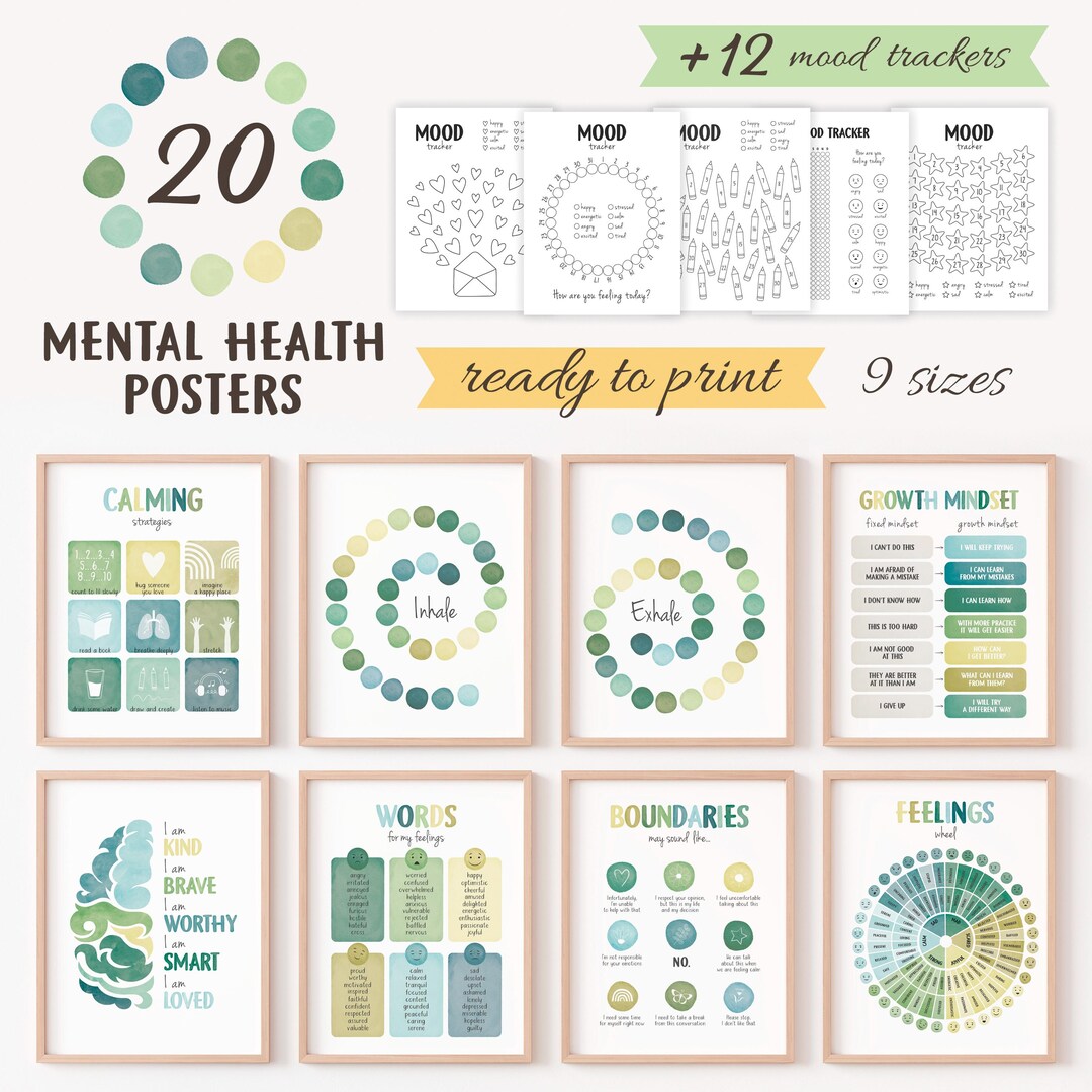 20 Calming Corner Posters, Therapy Office Decor, Positive Affirmations ...