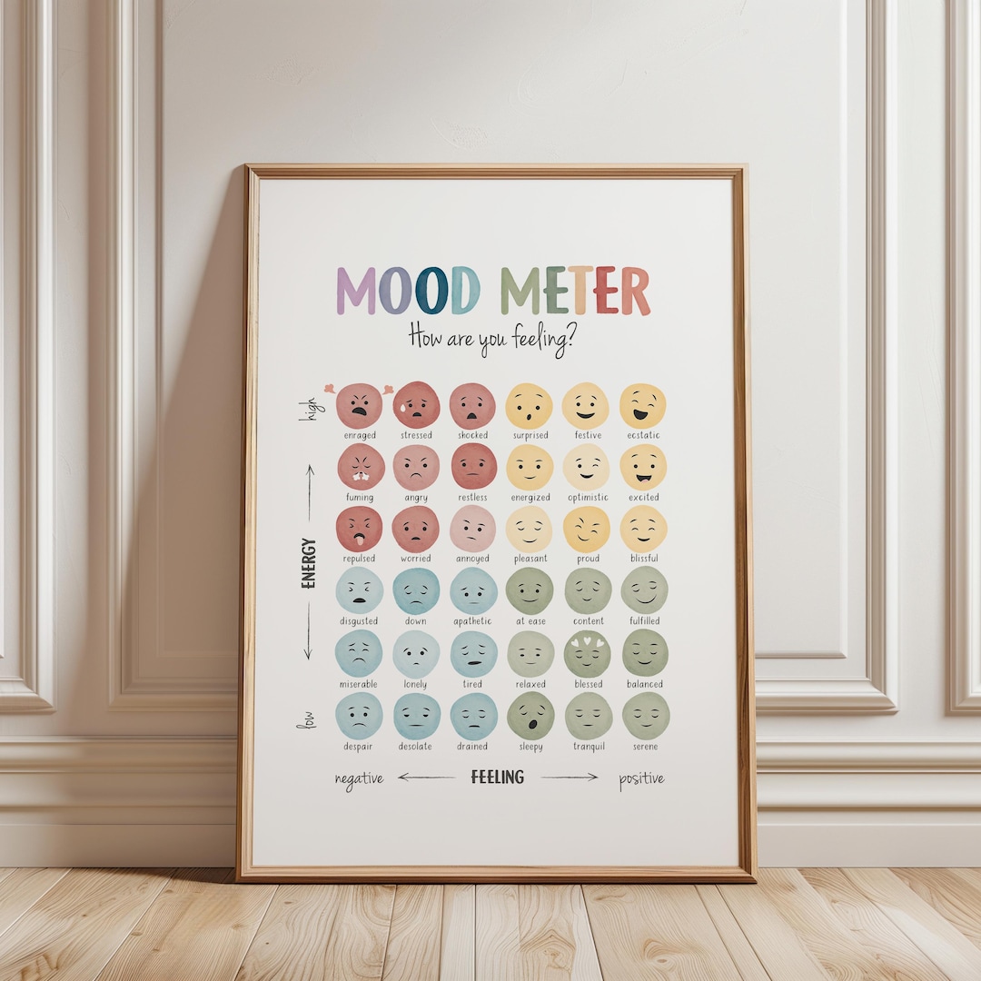 Feelings Chart, Zones of Regulation, Mood Meter, Mental Health, School ...