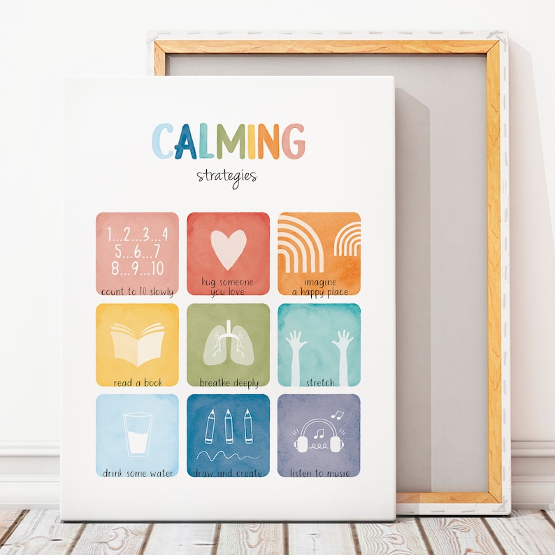 Therapy Poster, Calming Strategies Print, Therapy Office Decor, Calming ...