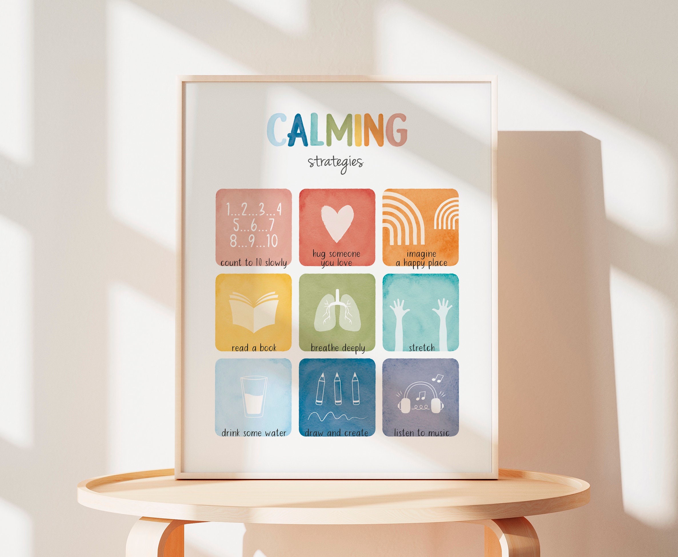 Therapy Poster, Calming Strategies Print, Therapy Office Decor, Calming ...