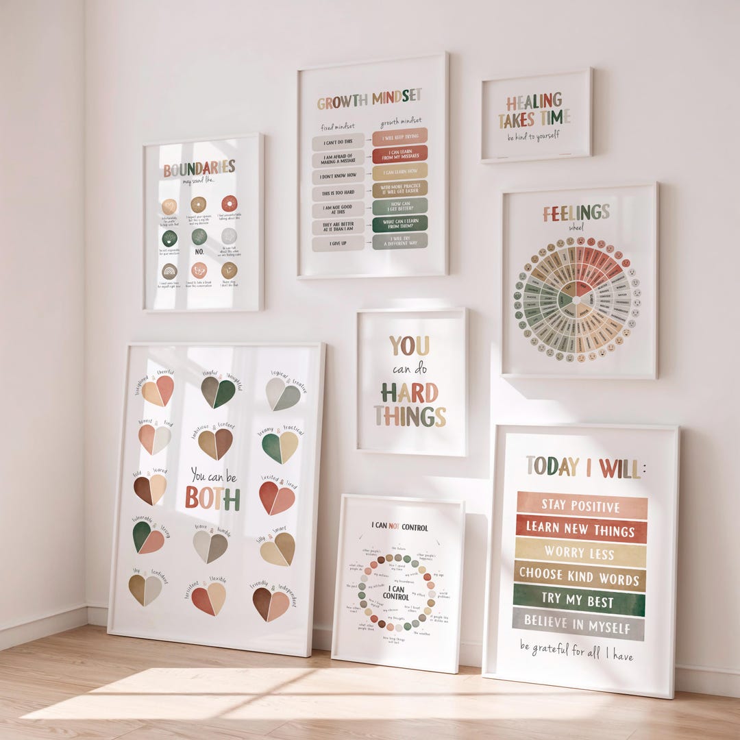 Mental Health Poster Bundle Set of 8 Therapy Office & School Counselor ...
