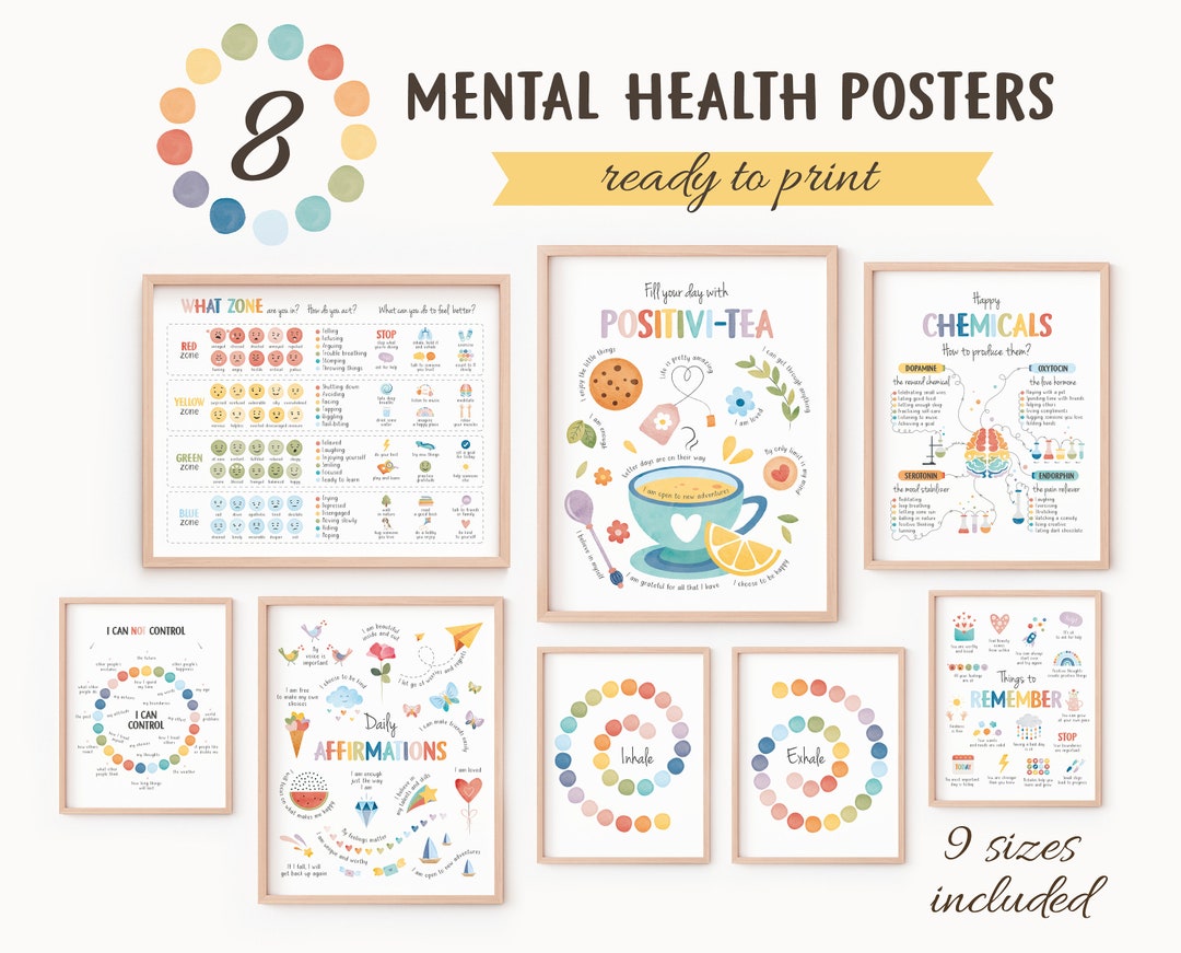 Mental Health Bundle, 8 Therapy Office Decor Posters, School ...
