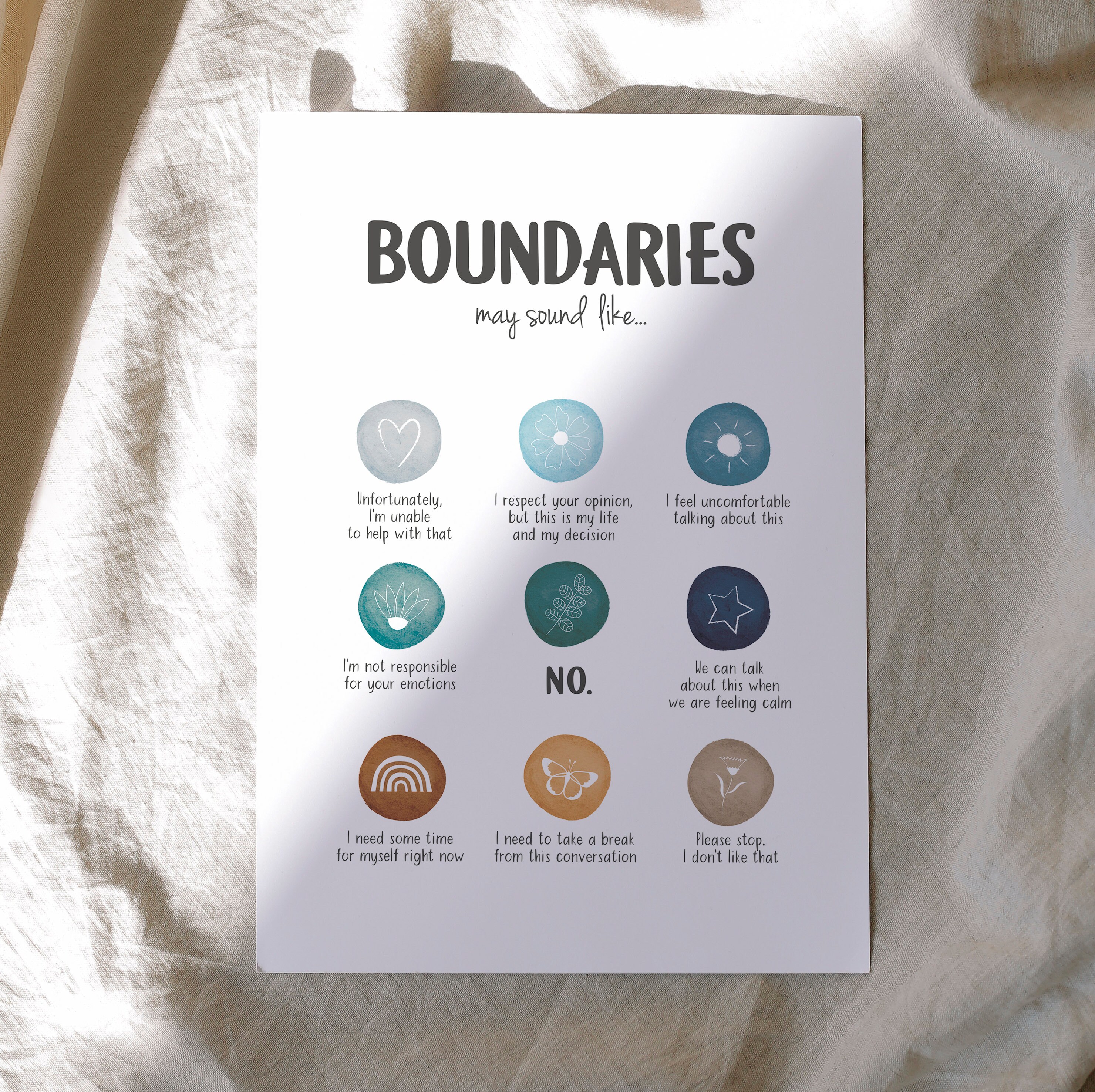Boundaries Poster, Self Respect, Self Esteem, Mental Health, Counselor ...