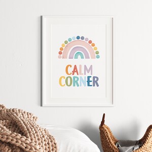 Rainbow Calming Corner Sign, Classroom Decor Printable, Mental Health ...