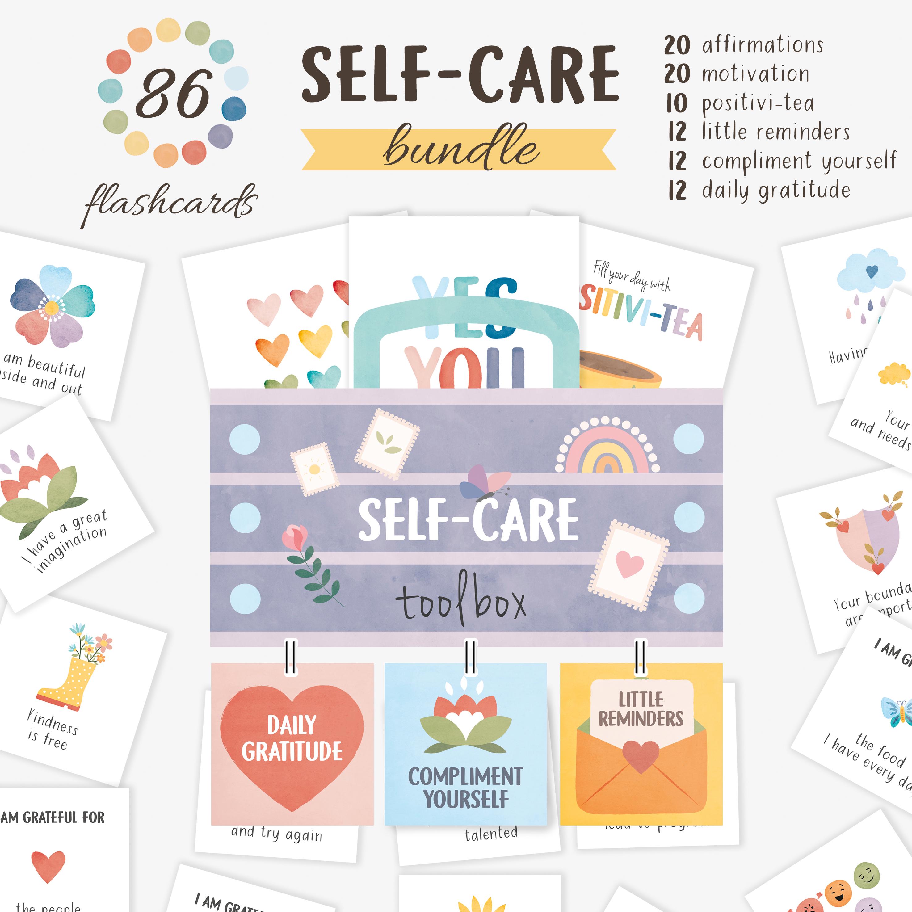 Self-care Flashcards Bundle: Affirmations, Gratitude, Motivation ...