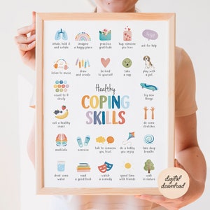 Coping Skills Poster, Therapy Office Decor, School Counselor, Anxiety ...
