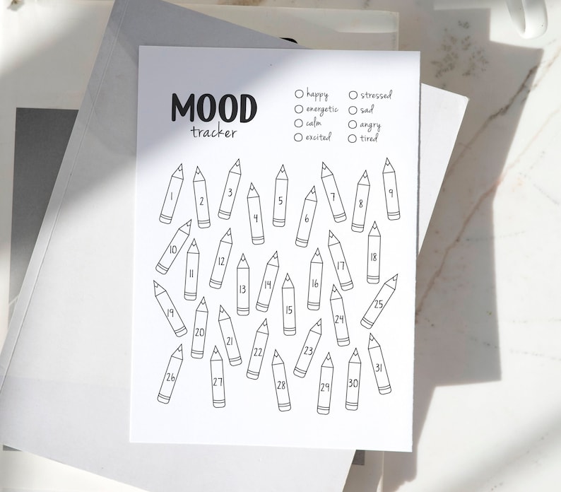 Mood Tracker, Printable Tracker, Feelings Chart, Daily Mood Tracker ...