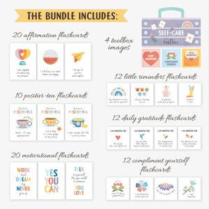 Self-care Flashcards Bundle, Self-esteem, Confidence, CBT, Mental ...
