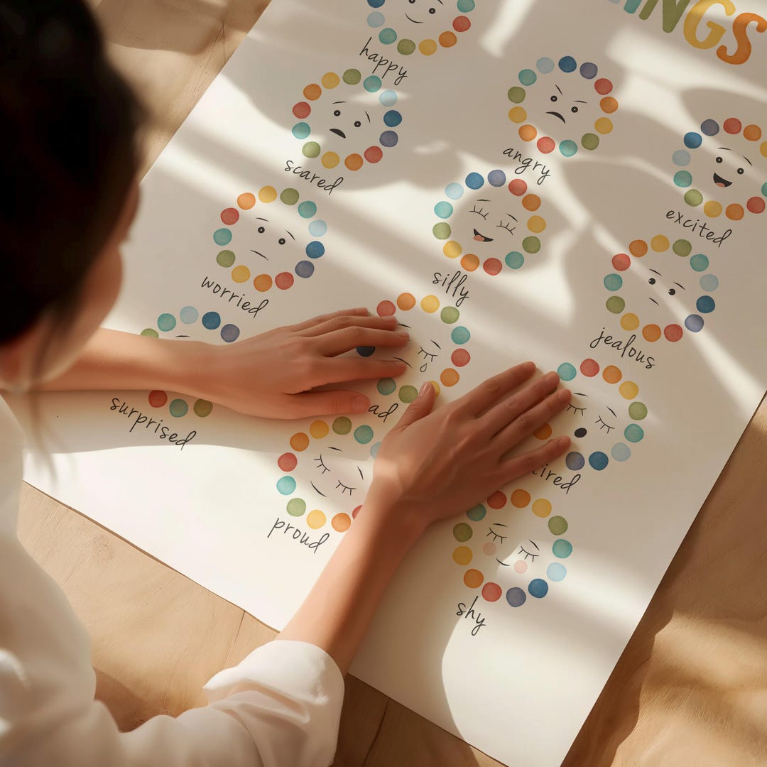Rainbow Feelings Chart for Kids: Vibrant Therapy Office Wall Décor ...