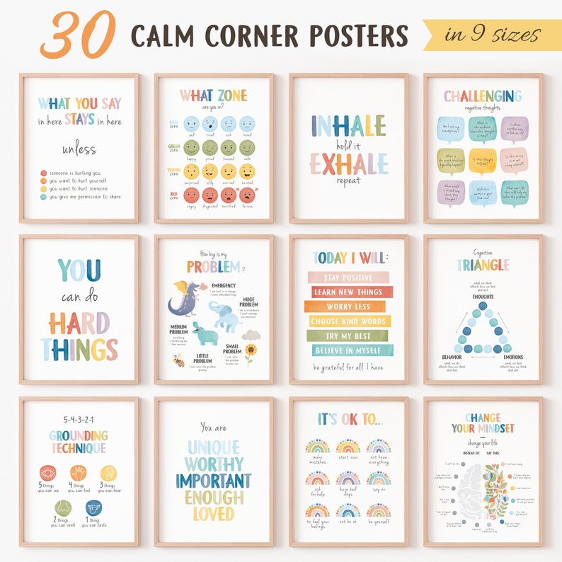 30 Calming Corner Posters, School Counseling, Counselor Office Decor ...