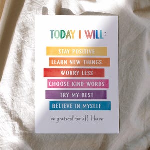 Today I Will Poster, Therapy Office Wall Decor, Mental Health, School ...
