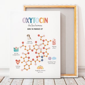 4 Happy Chemicals Posters, Serotonin Poster, Therapy Office Decor ...