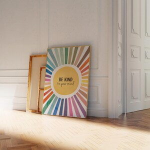 Be Kind to Your Mind Poster: Rainbow Therapy Office Decor, Vibrant Sun ...