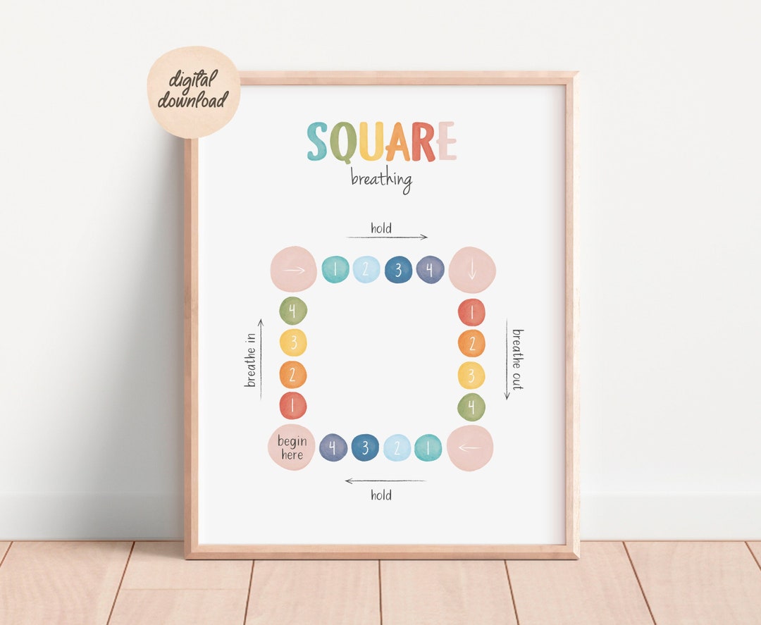Calming Corner Poster, Box Breathing Poster, Counseling Office Decor ...