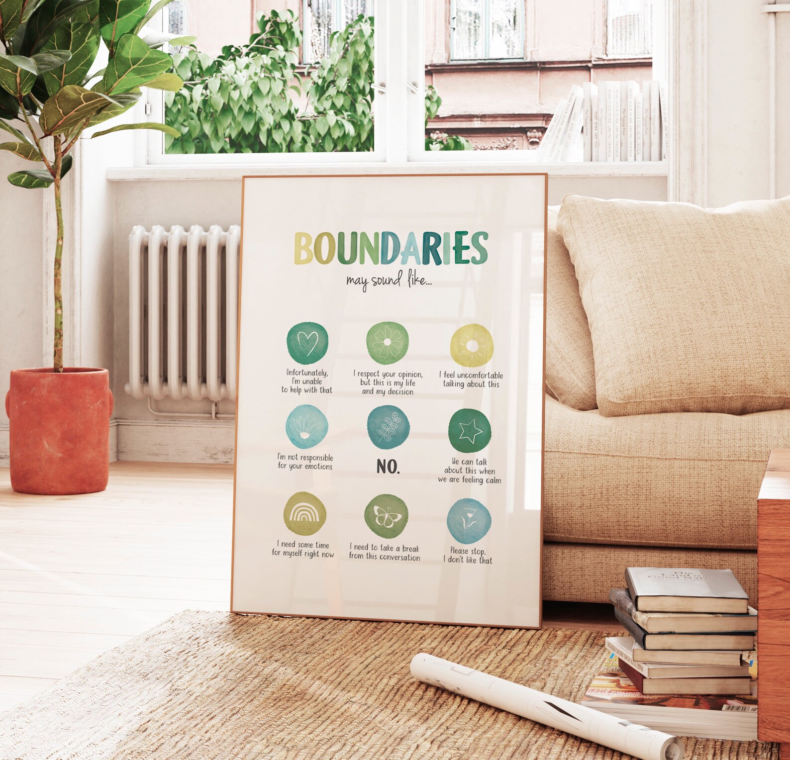 Boundaries Poster, Self Respect, Growth Mindset, Mental Health Poster ...