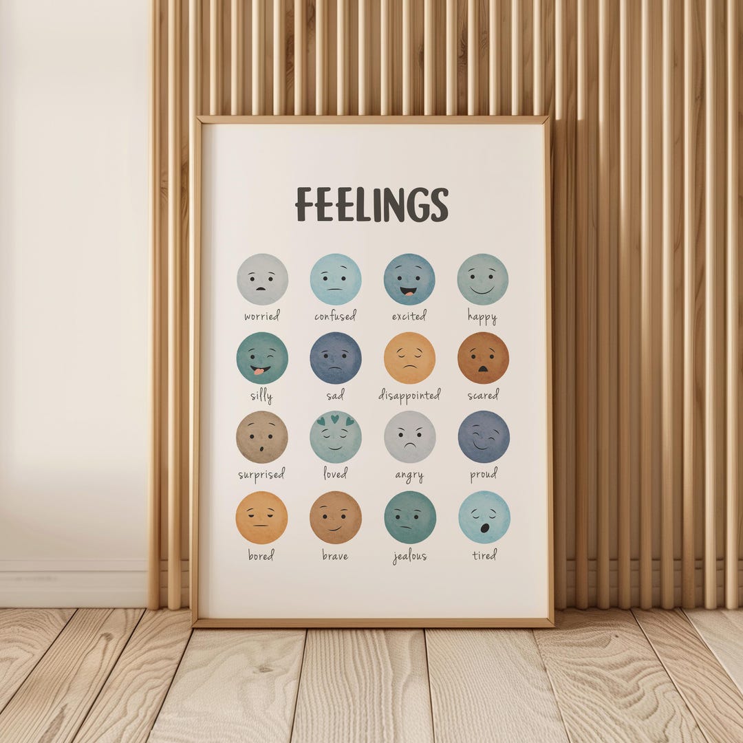 Feelings Chart for Kids, Emotions Faces Poster, Emotional Regulation ...