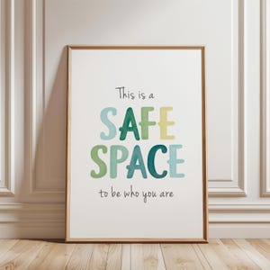 This is A Safe Space Sign, Mental Health, Therapy Office Decor, School ...