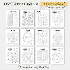 Mood Trackers Bundle, 12 School Counselor Worksheets, Feelings Chart ...