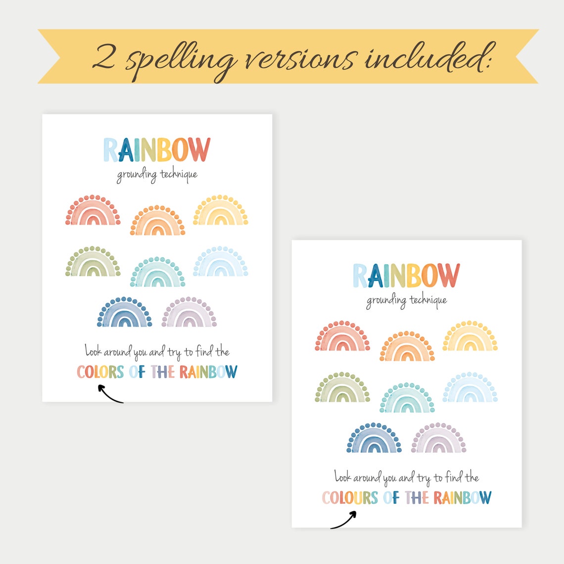 Rainbow Grounding Technique Poster, Coping Skills Poster, Social Worker ...