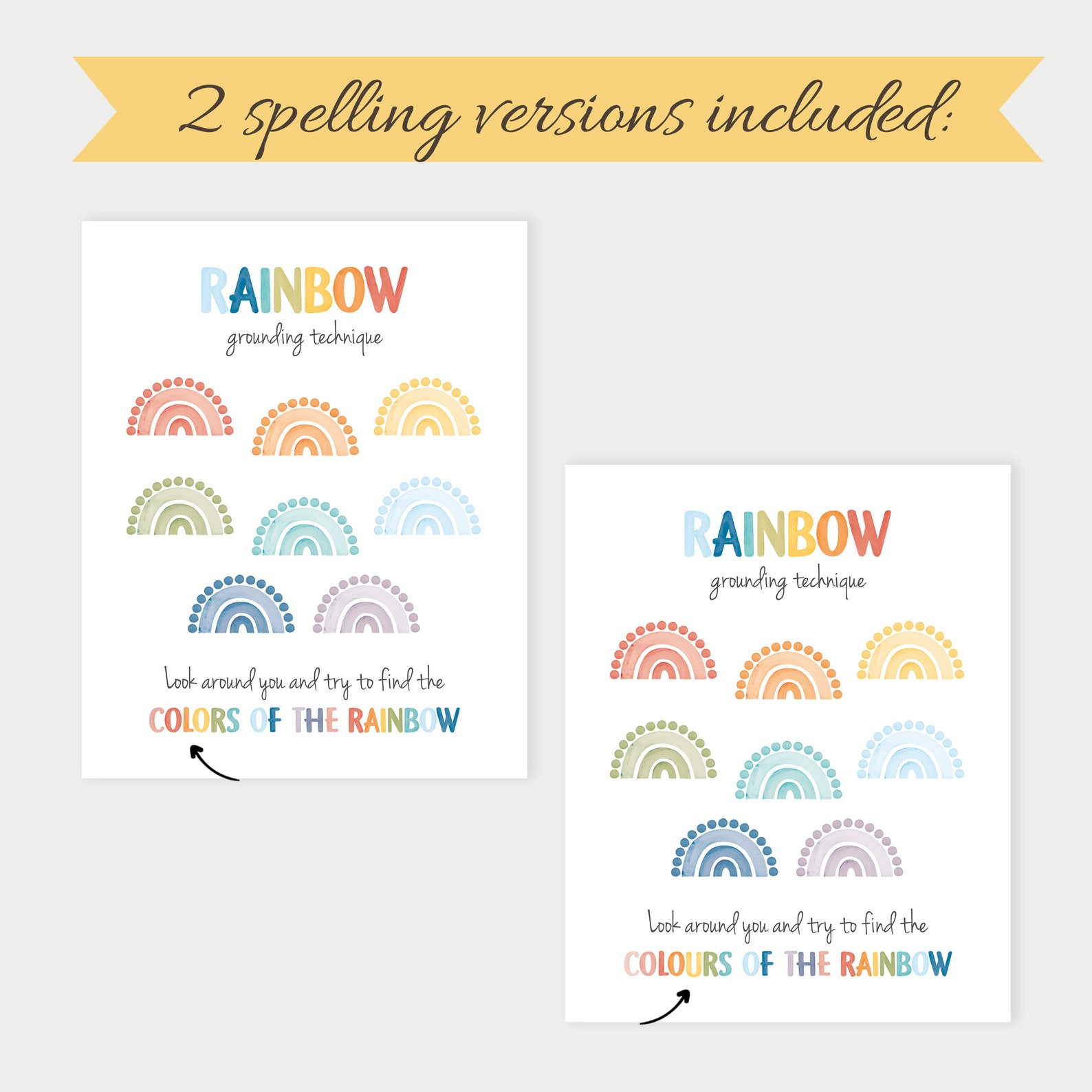 Rainbow Grounding Technique Poster, Coping Skills Poster, Social Worker ...