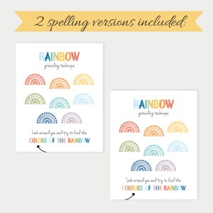 Rainbow Grounding Technique Poster, Coping Skills Poster, Social Worker ...