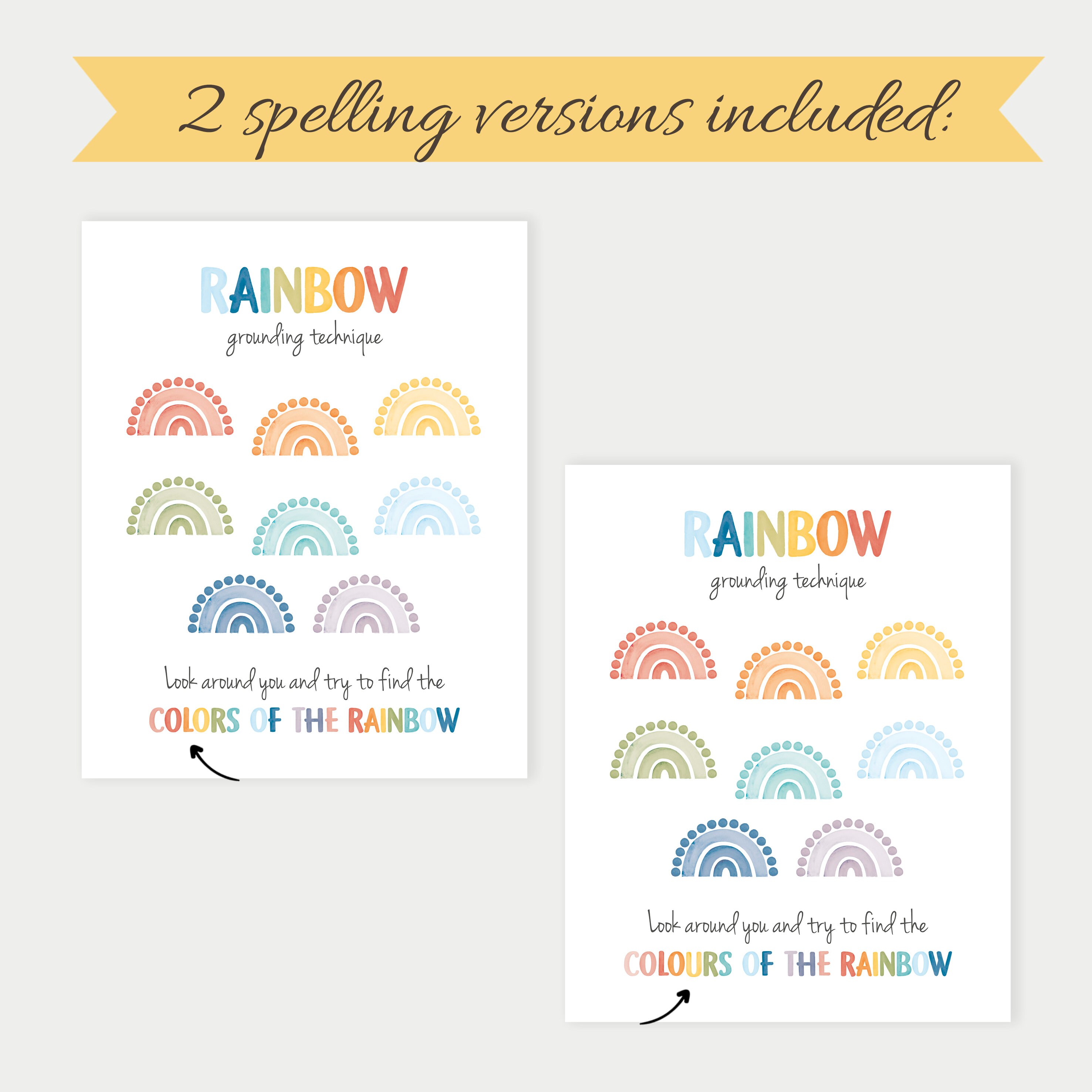 Rainbow Grounding Technique Poster, Coping Skills Poster, Social Worker ...