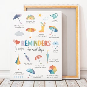 Reminders for Hard Days, Therapy Office Decor, Positive Affirmations ...