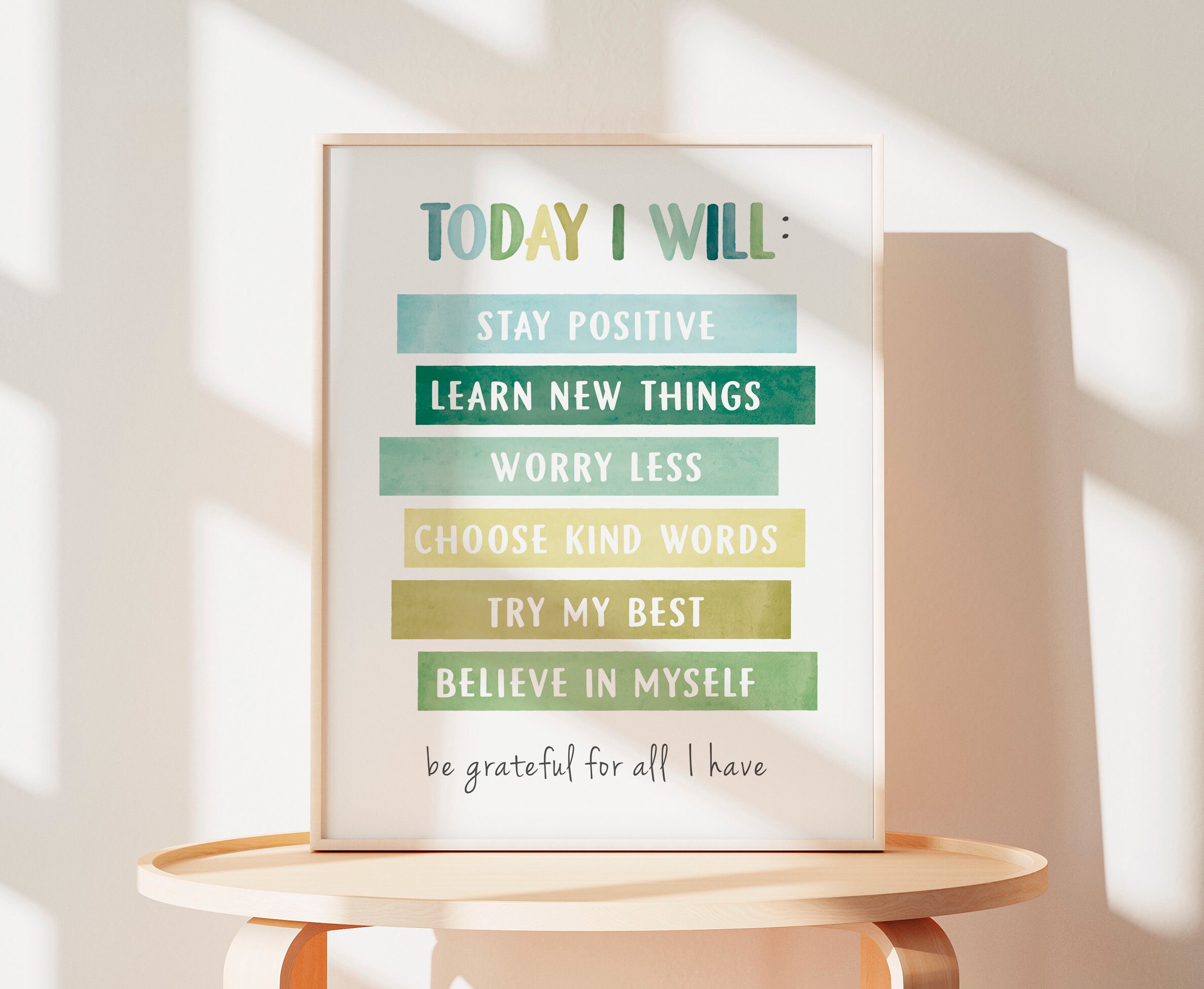 Today I Will Poster, Therapy Office Decor, Positive Affirmations ...