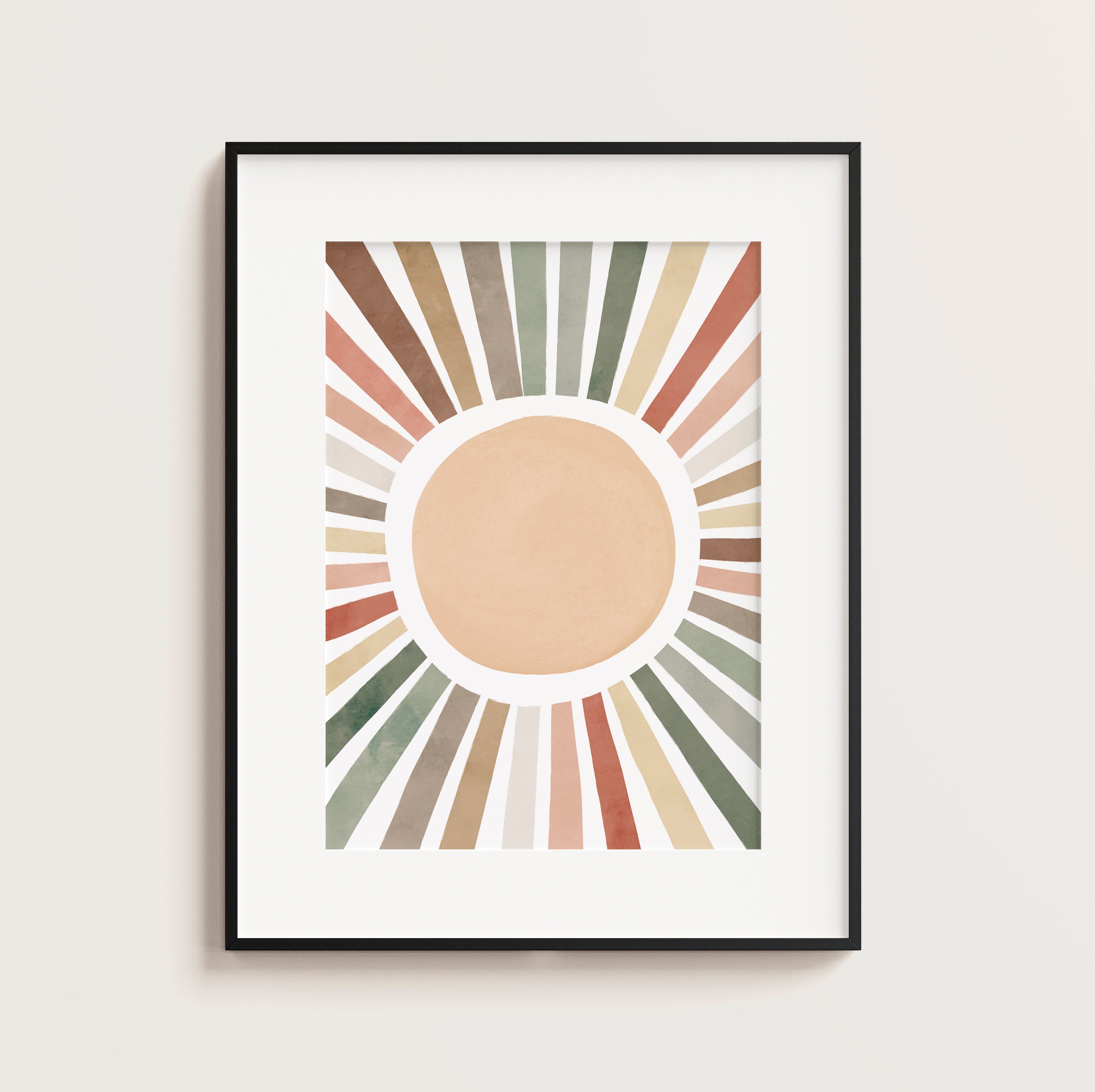 Boho Sun Poster Playroom Decor Watercolour Nursery Prints - Etsy