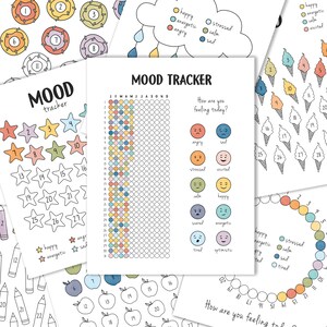 Mood Trackers Bundle, 12 School Counselor Worksheets, Feelings Chart ...