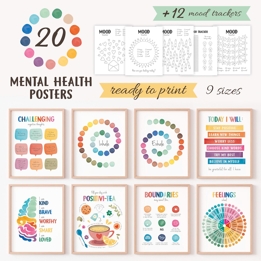 Therapy Office Decor Bundle, Feelings Wheel, Calming Corner ...