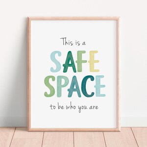 This is A Safe Space Sign, Mental Health, Therapy Office Decor, School ...