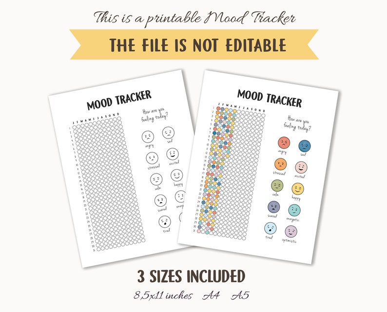 Yearly Mood Tracker, School Counselor Worksheet, Feelings Chart, Zones ...